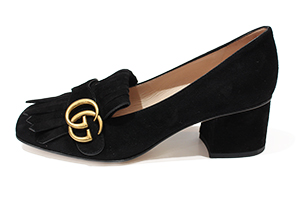 mocassins gucci marmont en daim noir petit talon gg dore ...