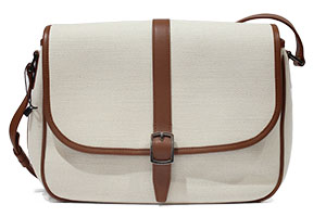 sac besace saint laurent bandouliere en toile ecru et cuir camel ...