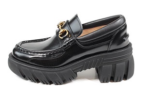 mocassins a talon gucci magnum en cuir glace noir mors dore ...